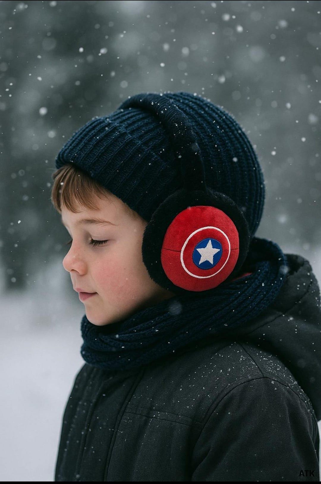 Kids Hero Shield Earmuffs, Boys Winter Ear Warmers, Patriotic Theme ...
