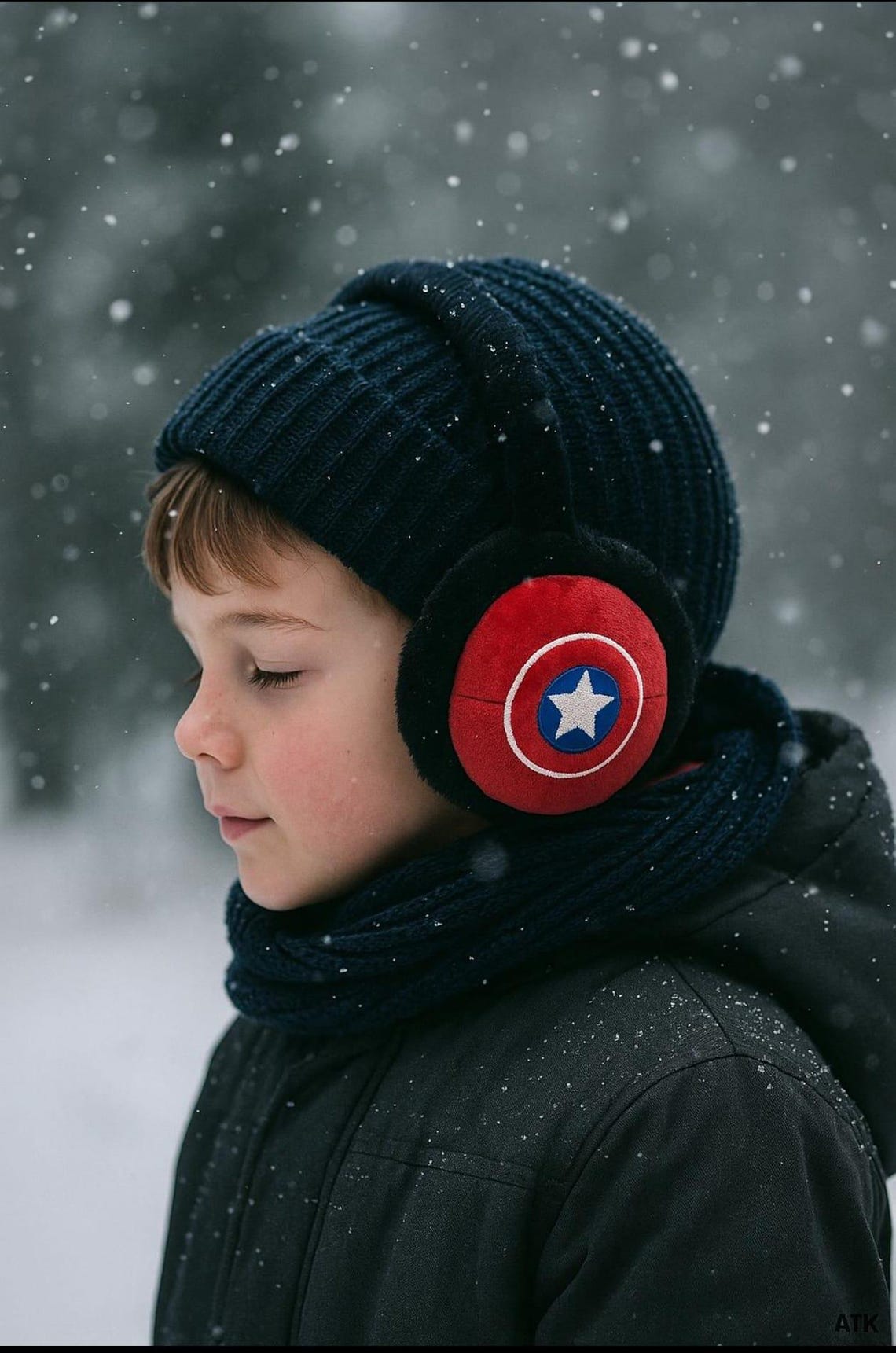 Kids Hero Shield Earmuffs, Boys Winter Ear Warmers, Patriotic Theme ...