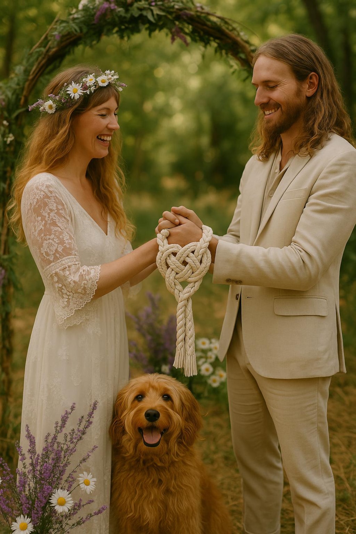 Braided Handfasting Cord With Heart Knot – Boho Wedding Ceremony Rope ...