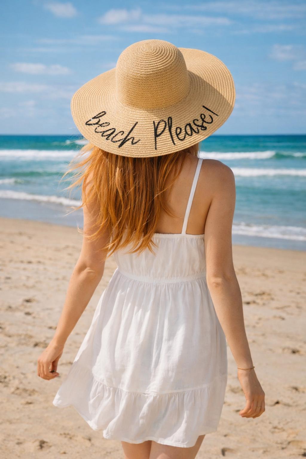 Beach Please Straw Hat, Wide Brim Summer Hat, Beach Hat for Women ...