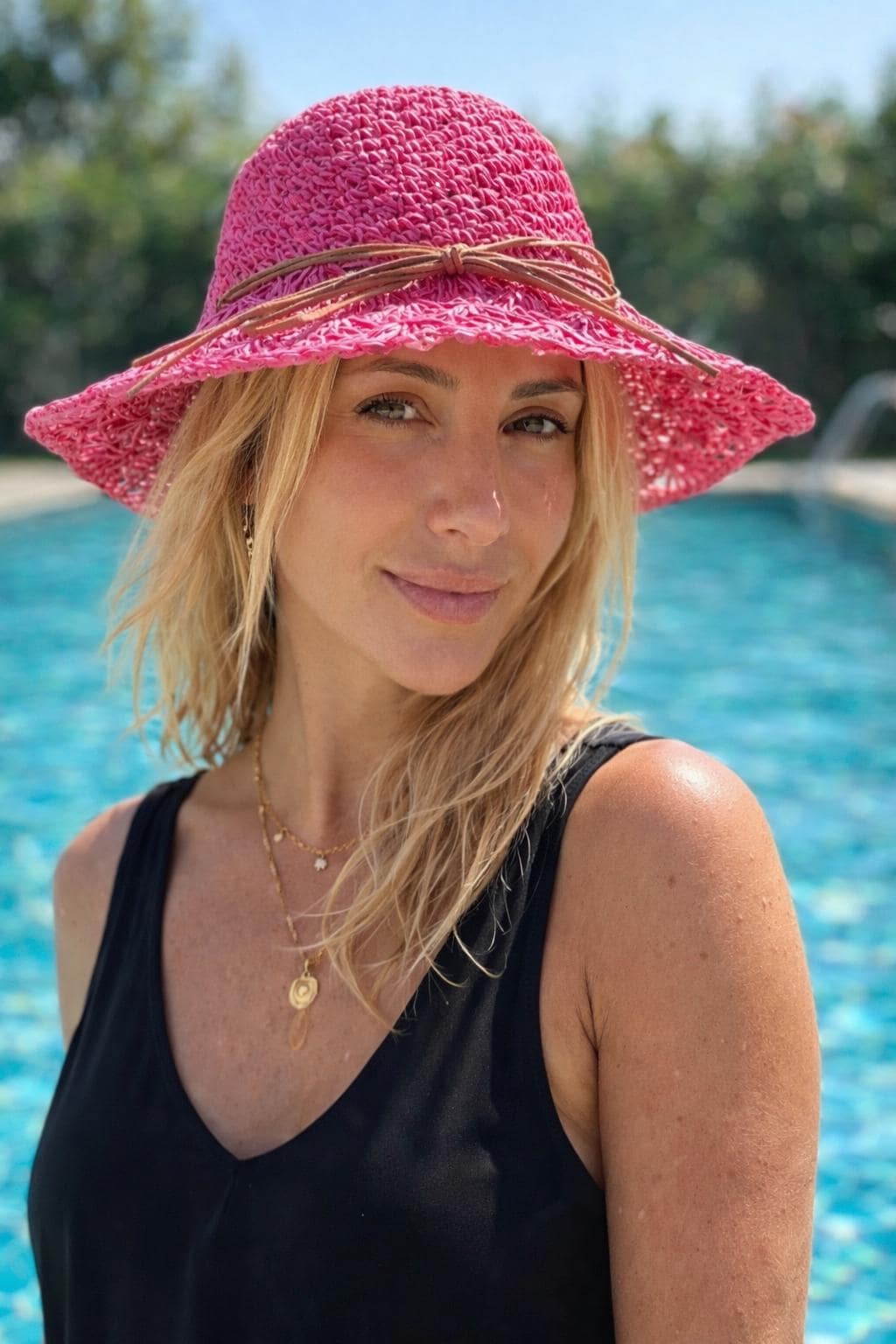 Pink Straw Sun Hat, Paper Straw Beach Hat, Women Summer Hat, Wide Brim ...