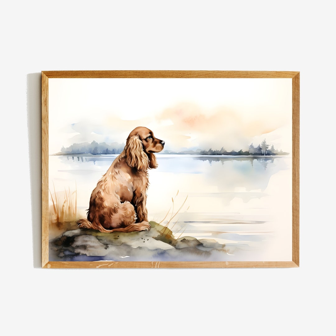 Cocker Spaniel Sitting by Lakeside Wall Art Print - Etsy