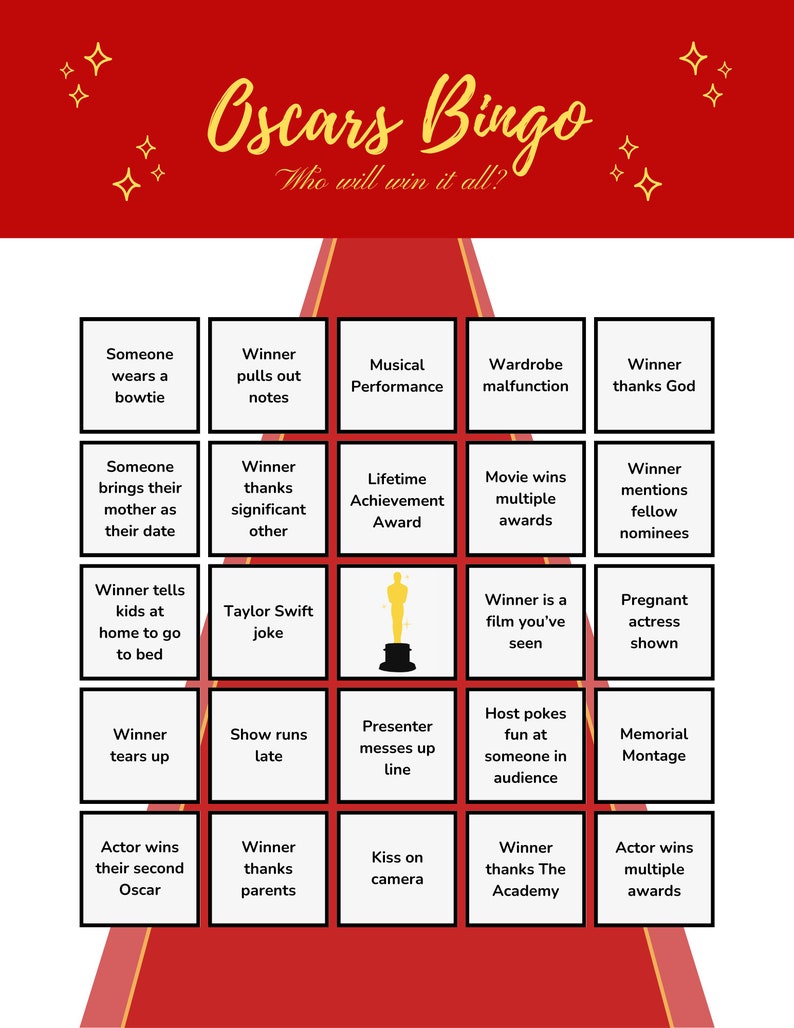 2024 Oscar / Academy Award Bingo Card + Ballot W/ Points - Etsy