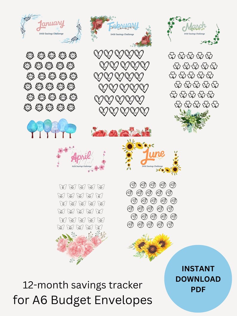 Envelope Budget Savings Tracker Printable | A6 Budget Binder Inserts ...