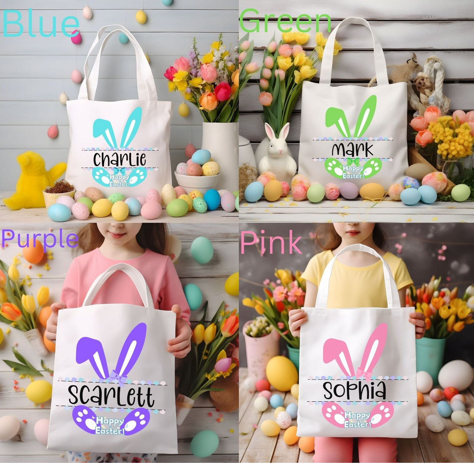 Personalized Easter Tote Bag Easter Egg Hunt Boy Girl Easter Basket ...