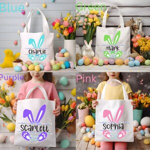Personalized Easter Tote Bag Easter Egg Hunt Boy Girl Easter Basket Gift Custom Tote Bag Gift ...