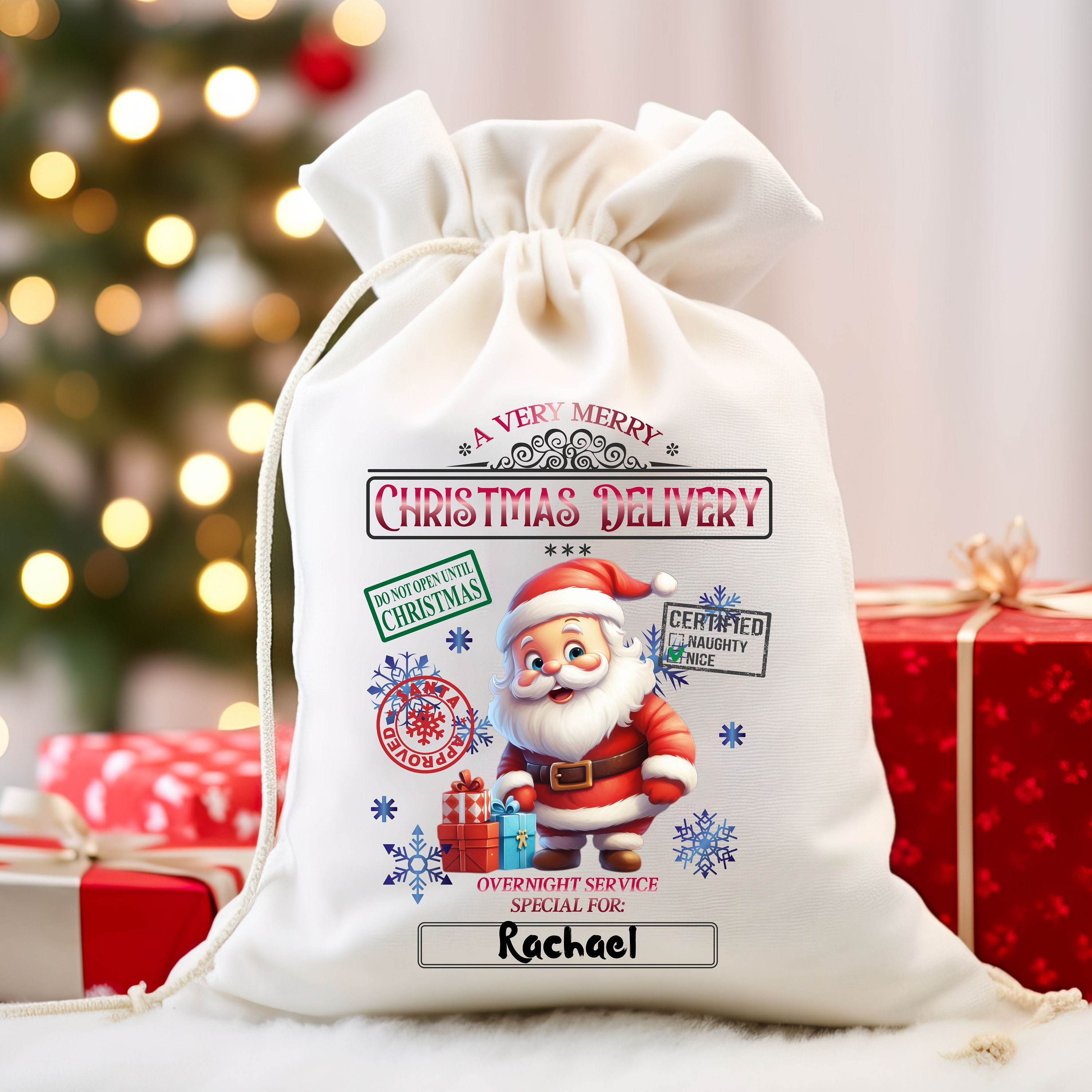 Santa Sack Sublimation Design, Christmas Gift Bag. Santa Claus Bag PNG ...