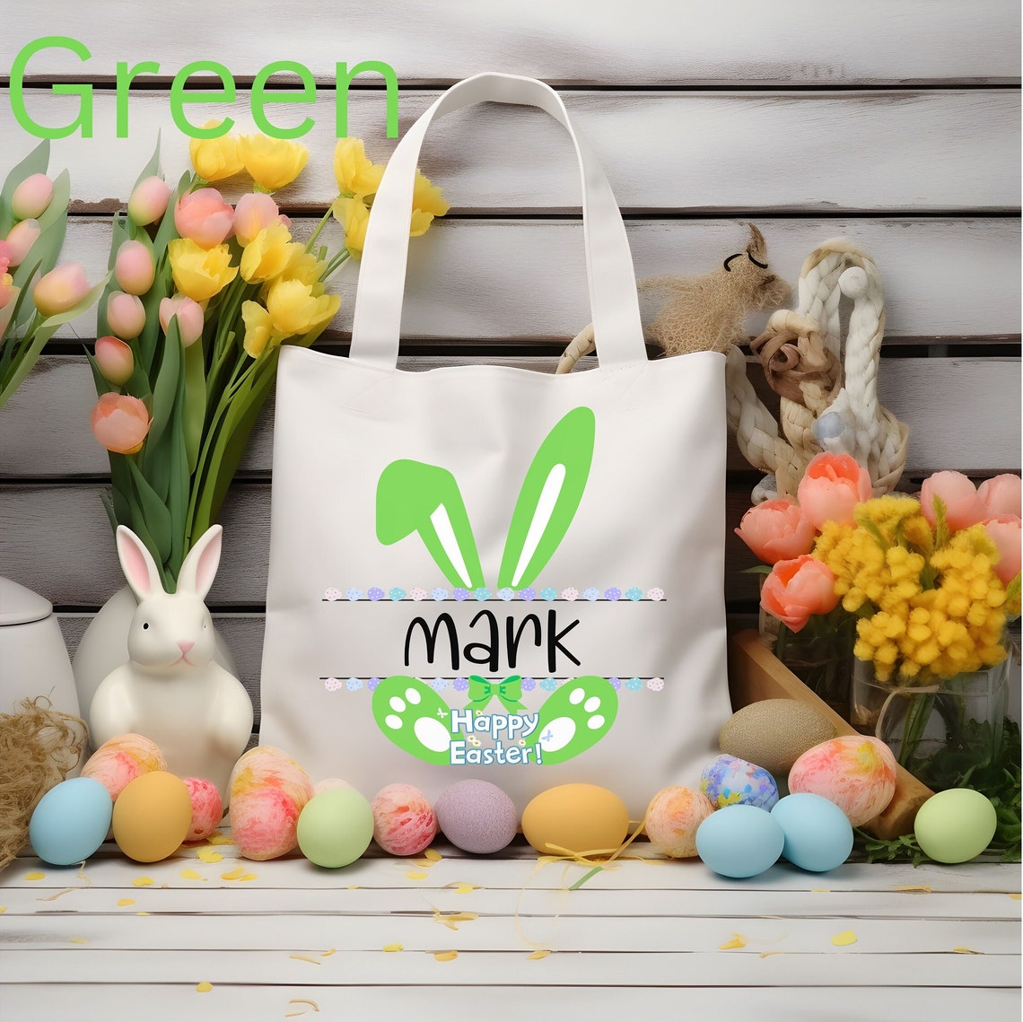 Personalized Easter Tote Bag Easter Egg Hunt Boy Girl Easter Basket ...