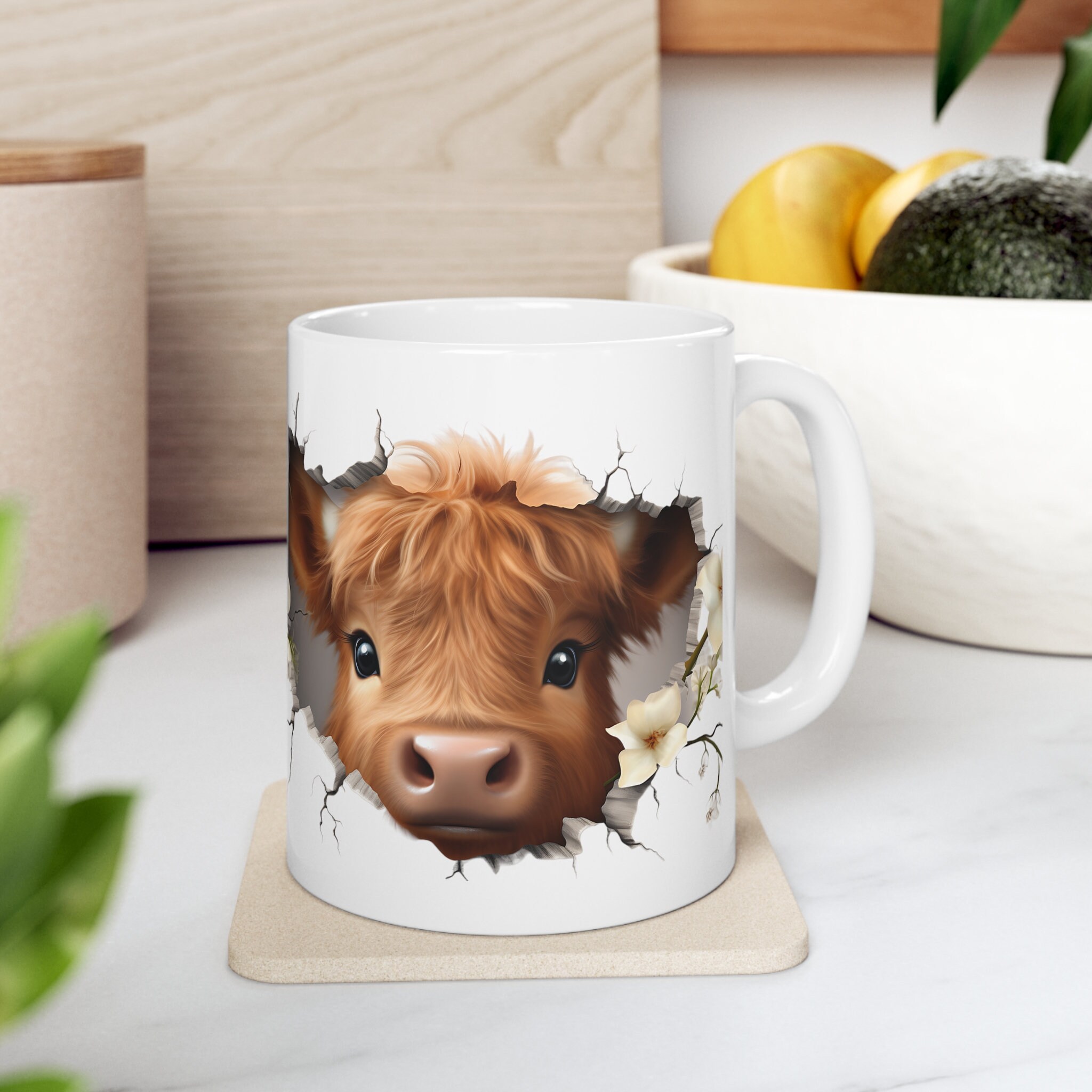 3D Highland Cow Mug Ceramic Mug 11oz, Cute Highland Cow, Gift for Her, Gift for Him - Etsy