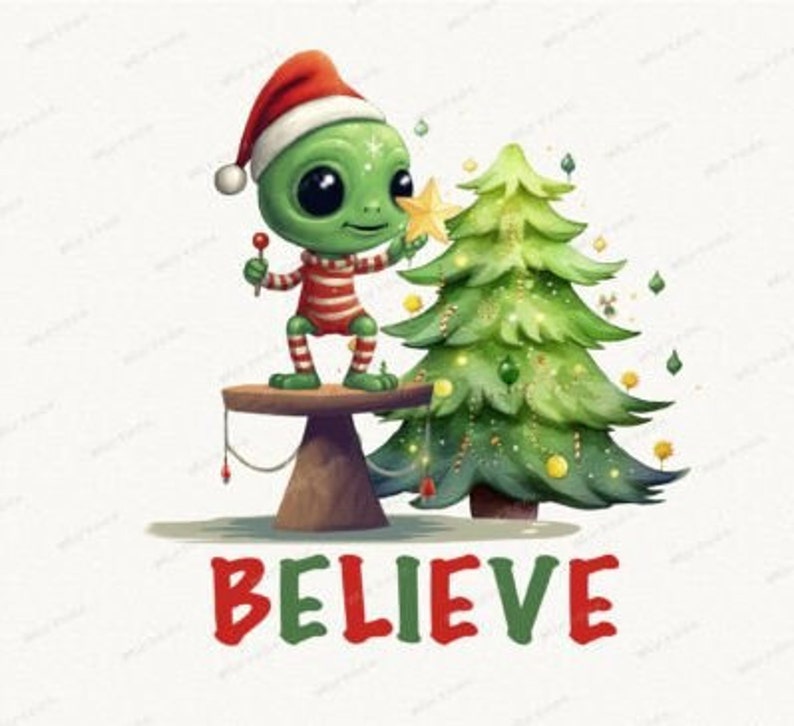 Funny Christmas Alien Bundle, Digital File, PNG Printable, File ...