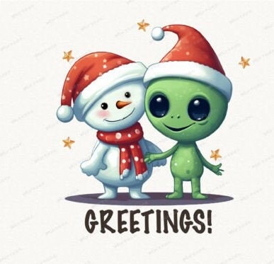 Funny Christmas Alien Bundle, Digital File, PNG Printable, File ...
