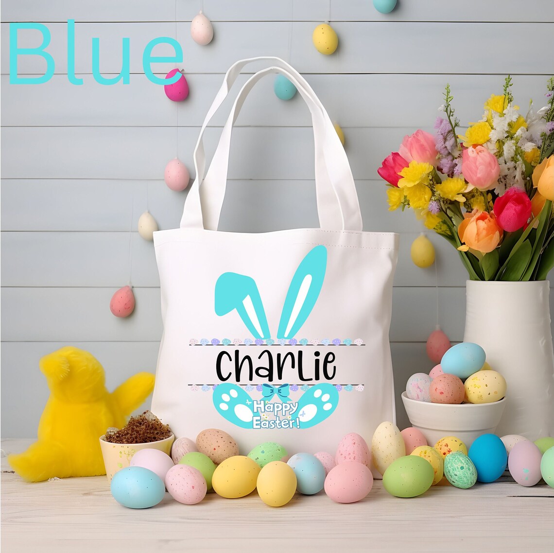 Personalized Easter Tote Bag Easter Egg Hunt Boy Girl Easter Basket ...
