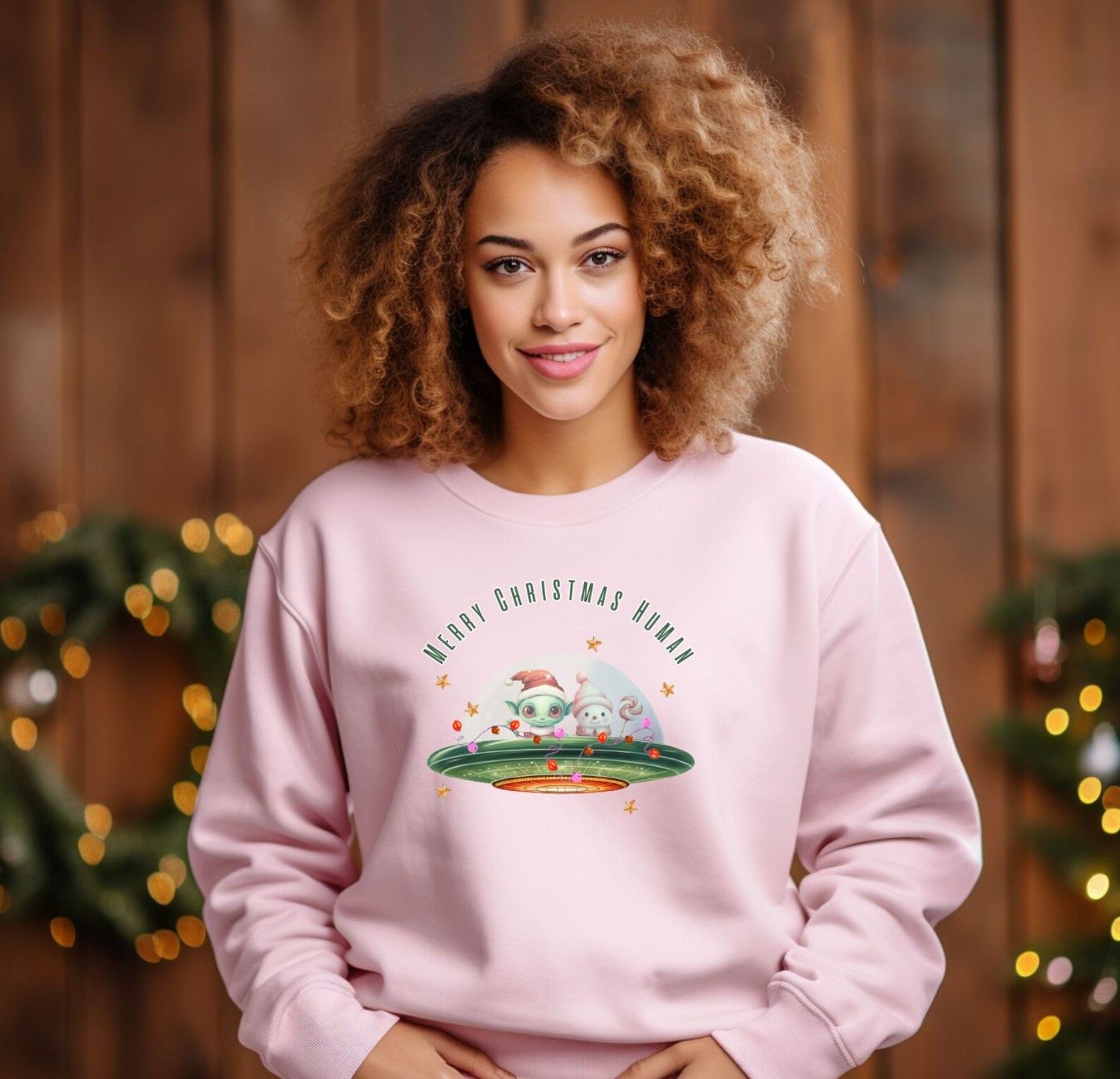 Alien UFO Christmas Sweater, Cute Alien and Snowman Sweater, UFO ...
