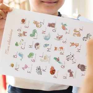 Affiche abécédaire A4 sur le thème des animaux, poster pour apprendre l ...