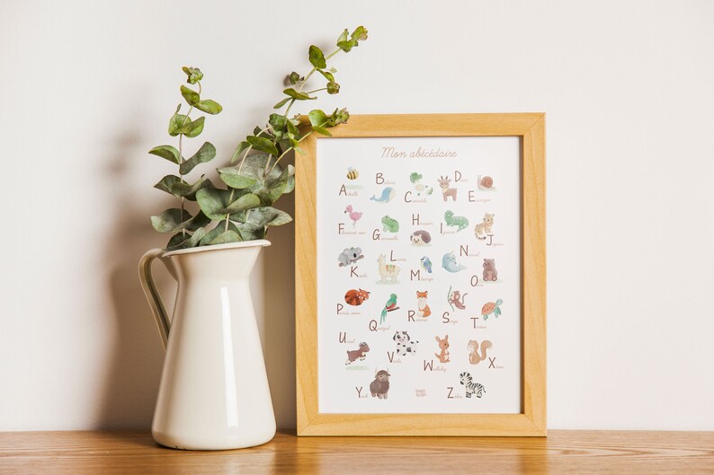 Affiche abécédaire A4 sur le thème des animaux, poster pour apprendre l ...