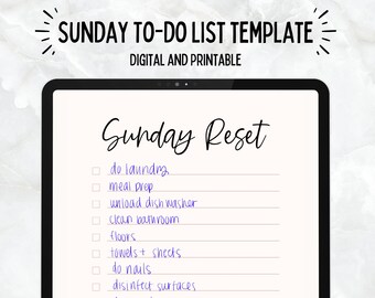 Sunday Reset Printable - Etsy