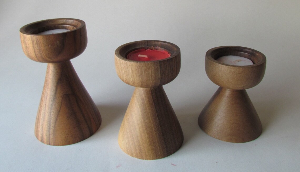 0014 Moroccan Walnut Wood Mini Candlestick - Etsy
