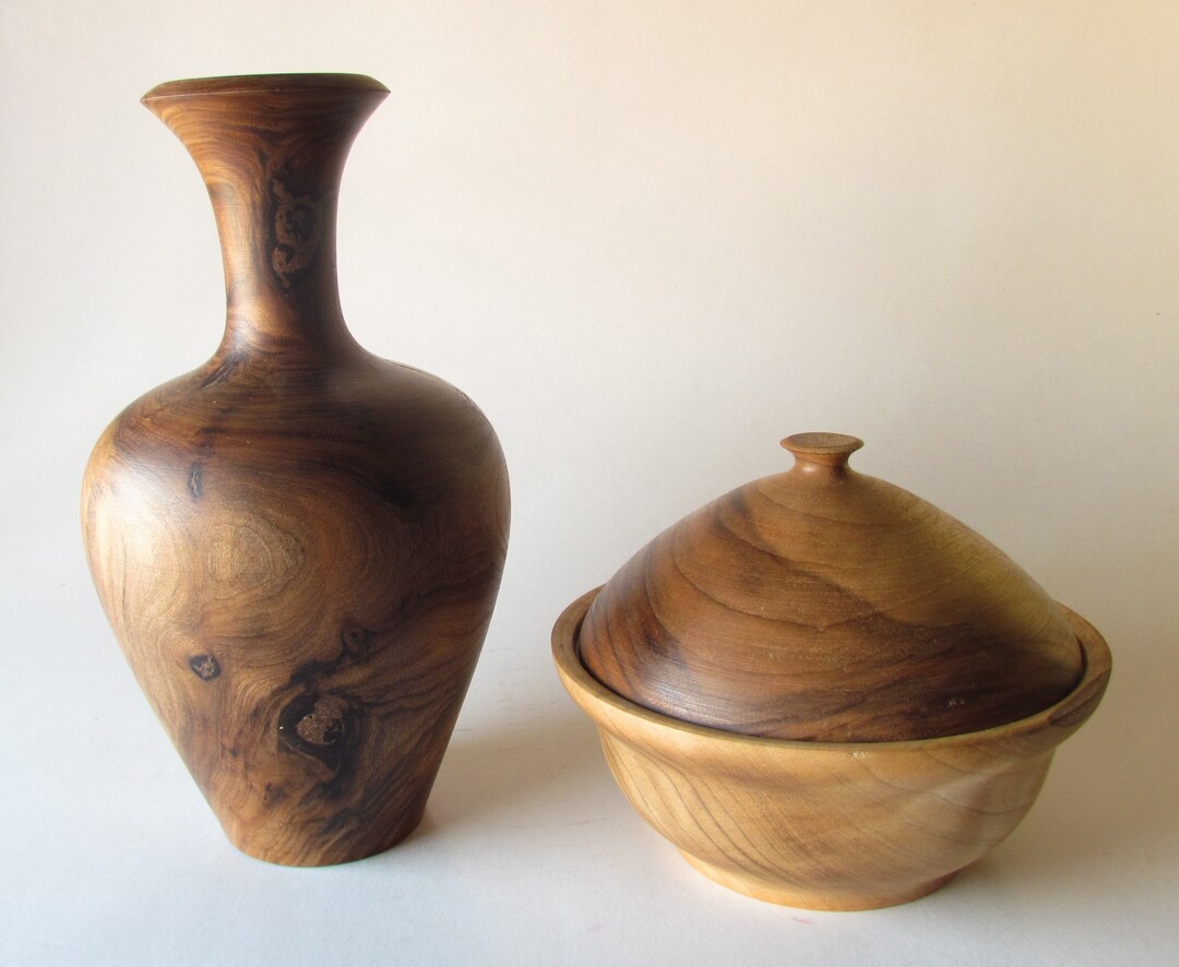0034 Moroccan Walnut Wood Vase;candy Box - Etsy