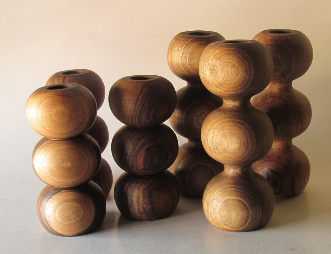 0029 Moroccan Walnut Wood Mini Candlesticks - Etsy