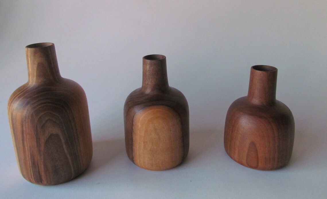 009 Moroccan Walnut Wood Vases - Etsy