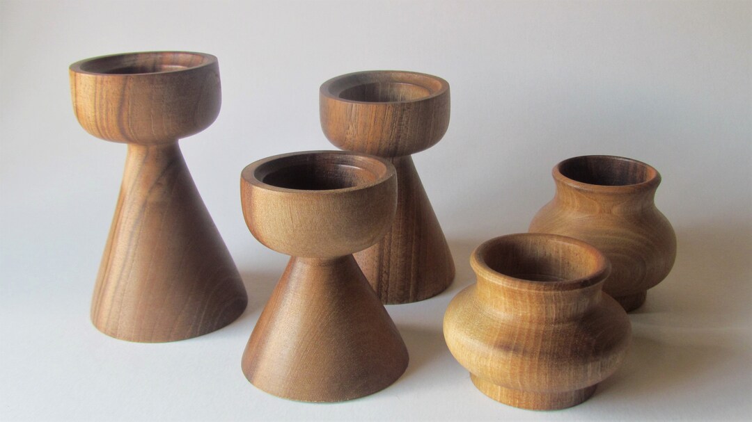 0014 Moroccan Walnut Wood Mini Candlestick - Etsy