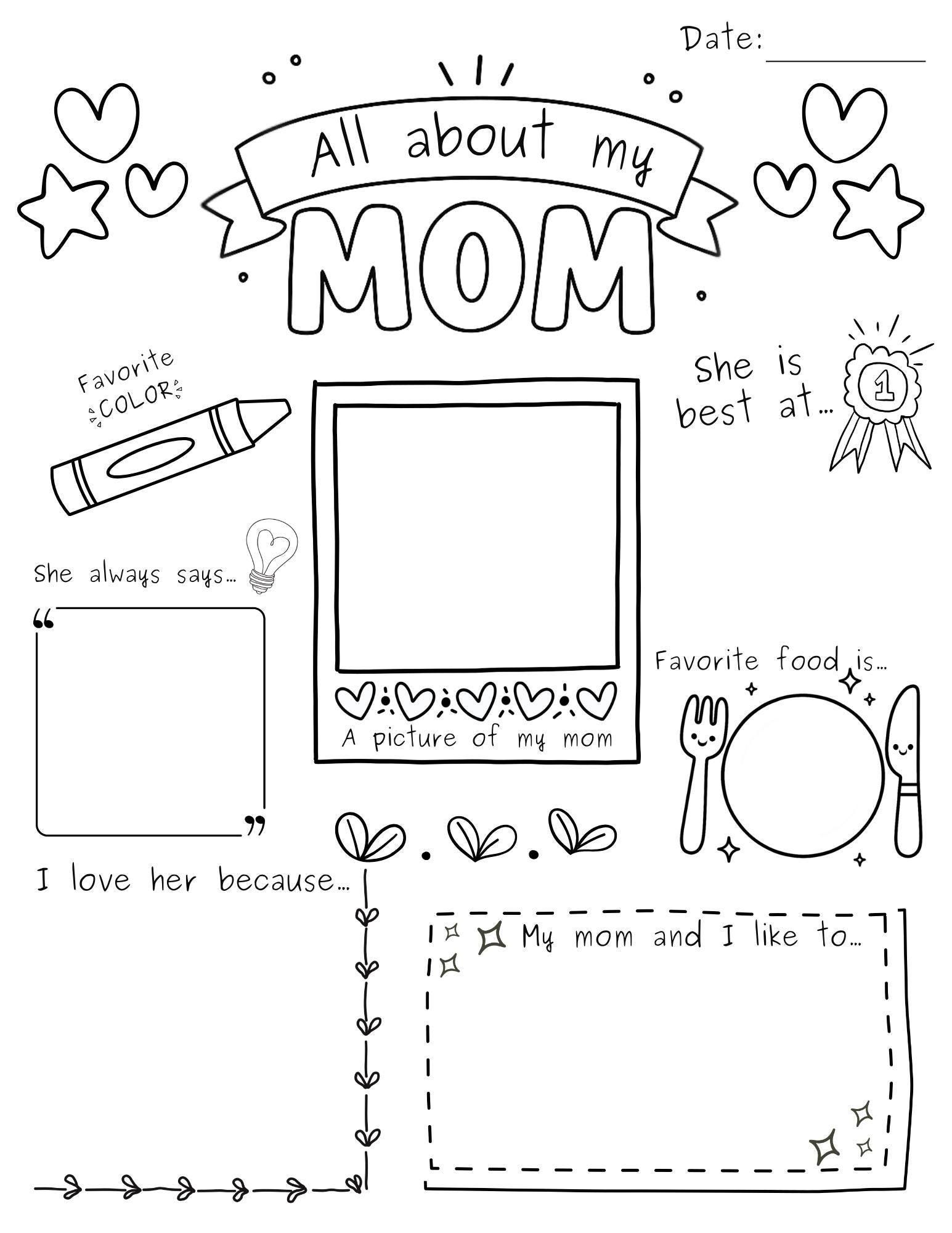 Adorable Mother's Day Activity for Kids: Printable Worksheet - - All ...