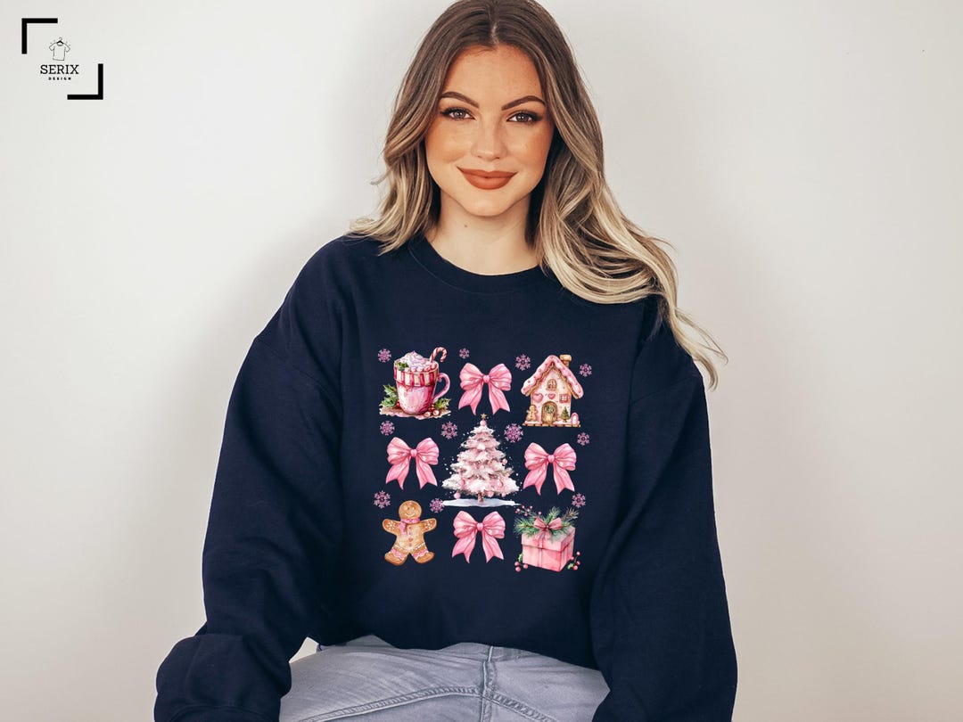 Christmas Girls Pink Bow Candy Sweatshirt,girls Christmas Sweater ...