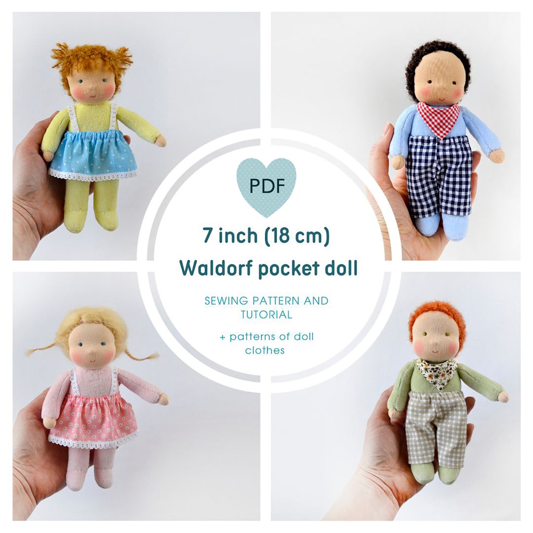 DIY Waldorf Pocket Doll 7 Inch 18 Cm Tall. PDF Sewing Pattern and ...