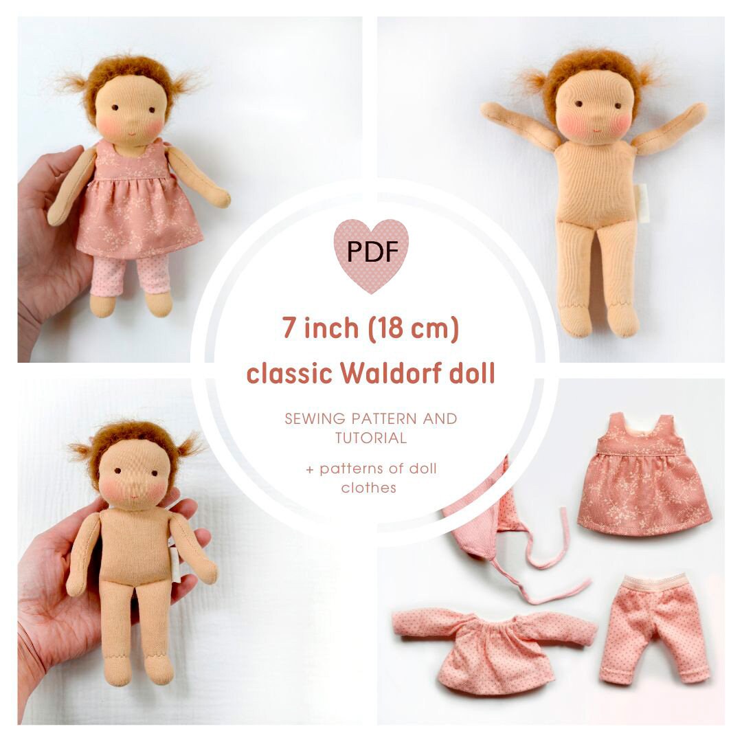 DIY Waldorf Classic Doll 7 Inch 18 Cm Tall. PDF Sewing Pattern and ...