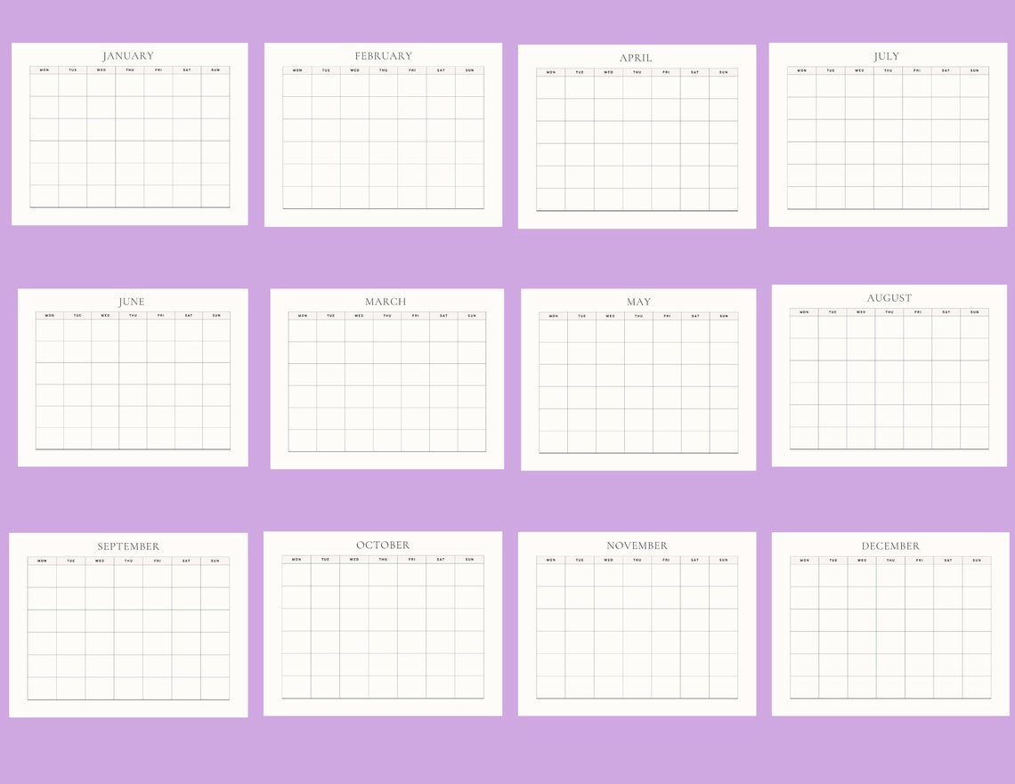 Monthly Planner | Calendar | Printable Calendar | 11 X 8.5 Inches | PDF ...
