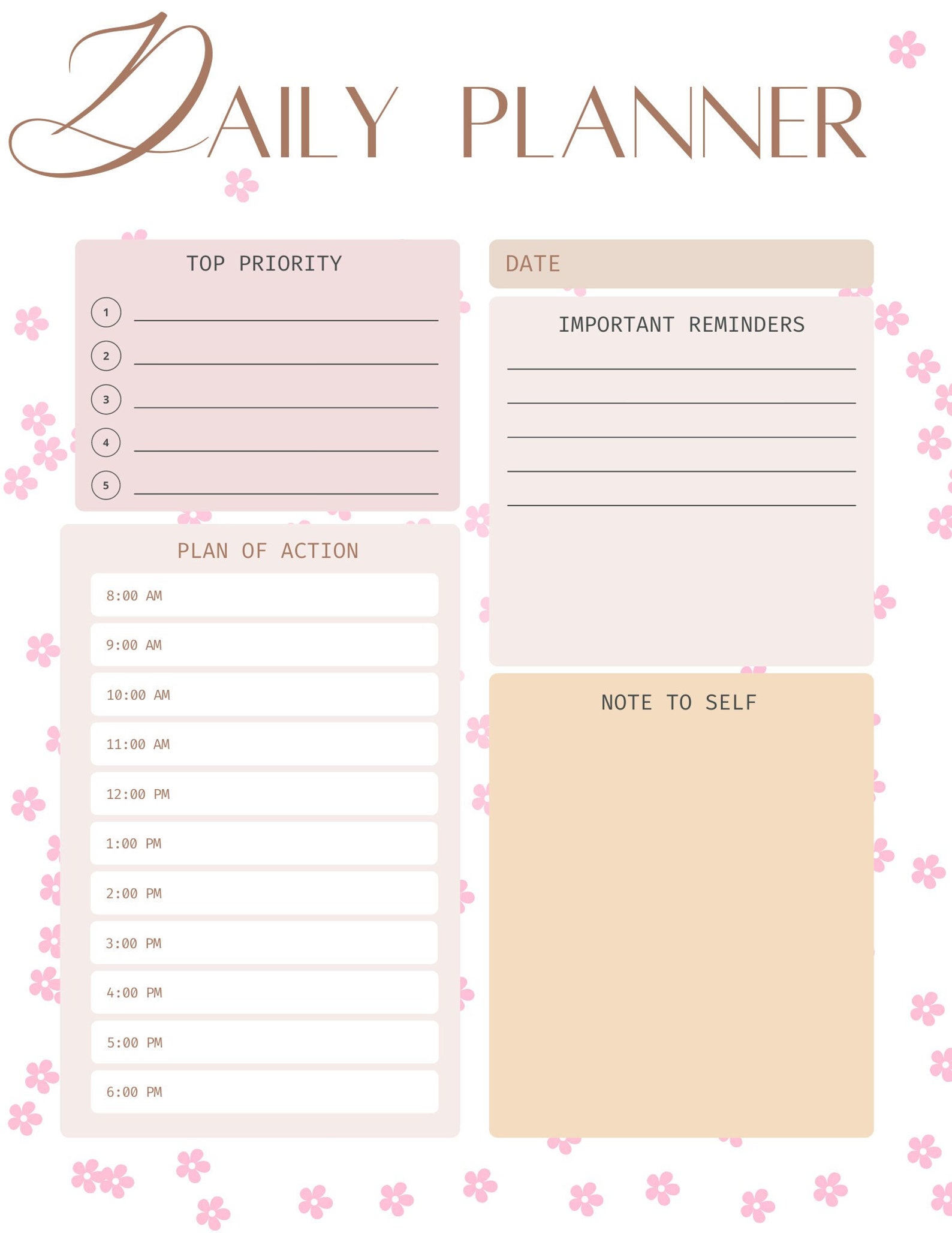 Calm Flower Daily Planner JPEG, PDF, PNG All Included at No Extra Cost ...