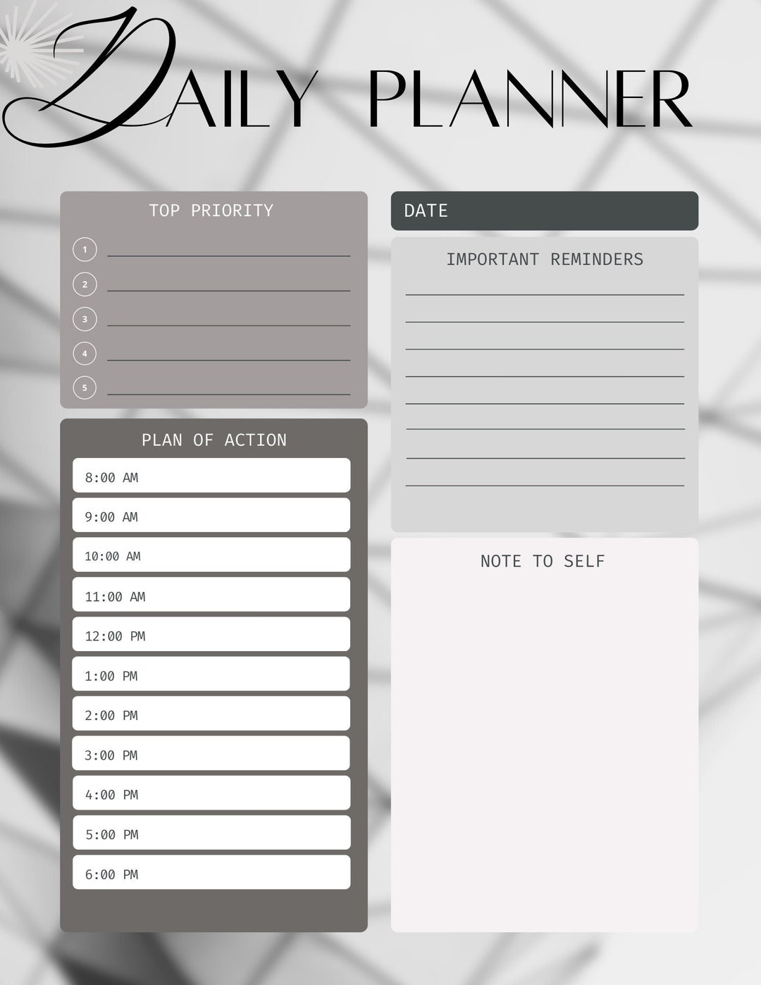 Modern Minimalist Printable Digital Daily Planner Design to Make Your ...