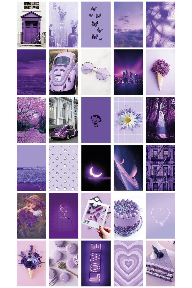 Purple Wall Poster Set of 30 Room Decor Lilac Poster Set Purple Lover ...