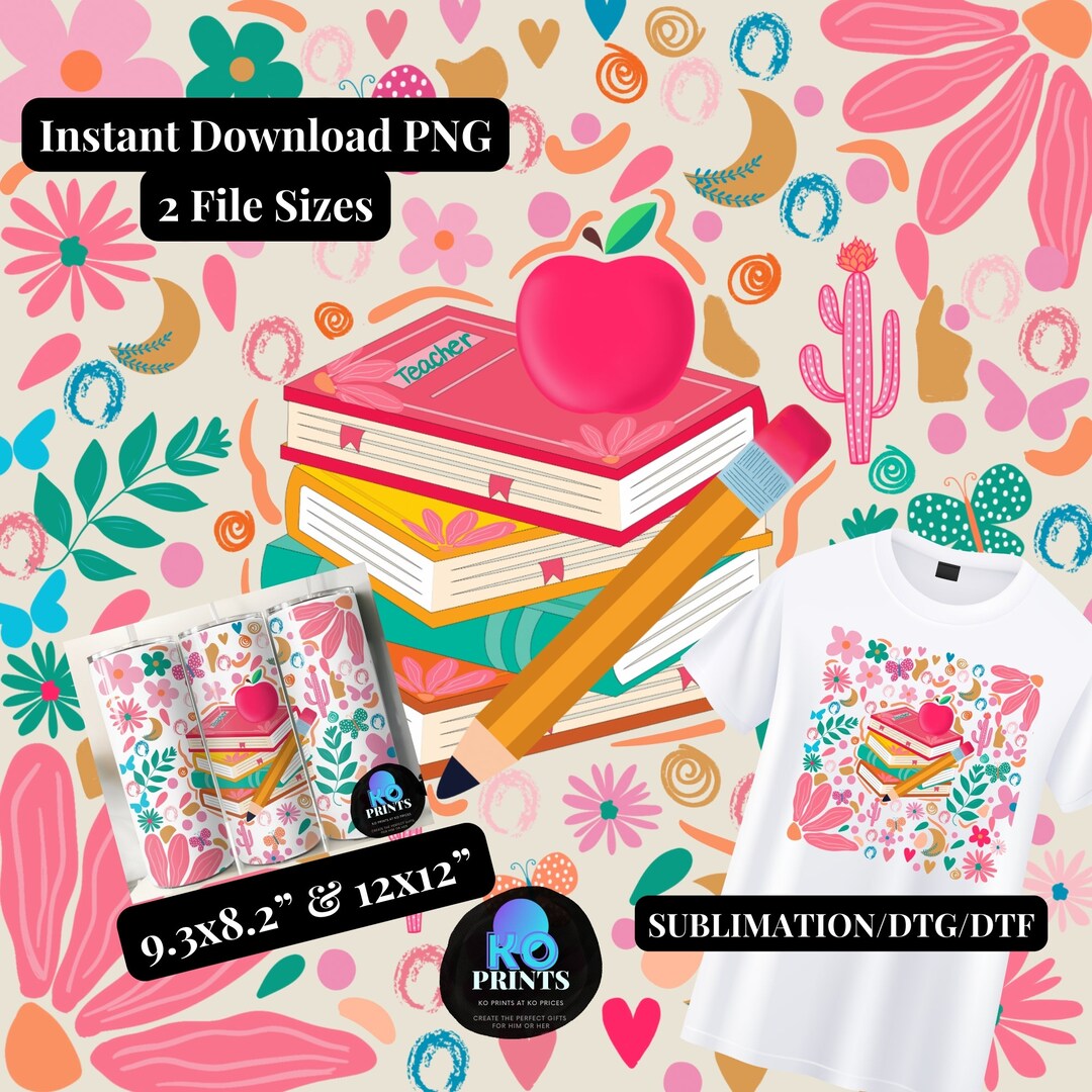 Teacher Tumbler Wrap, Back to School PNG, Boho Teachers Bundle, Retro ...