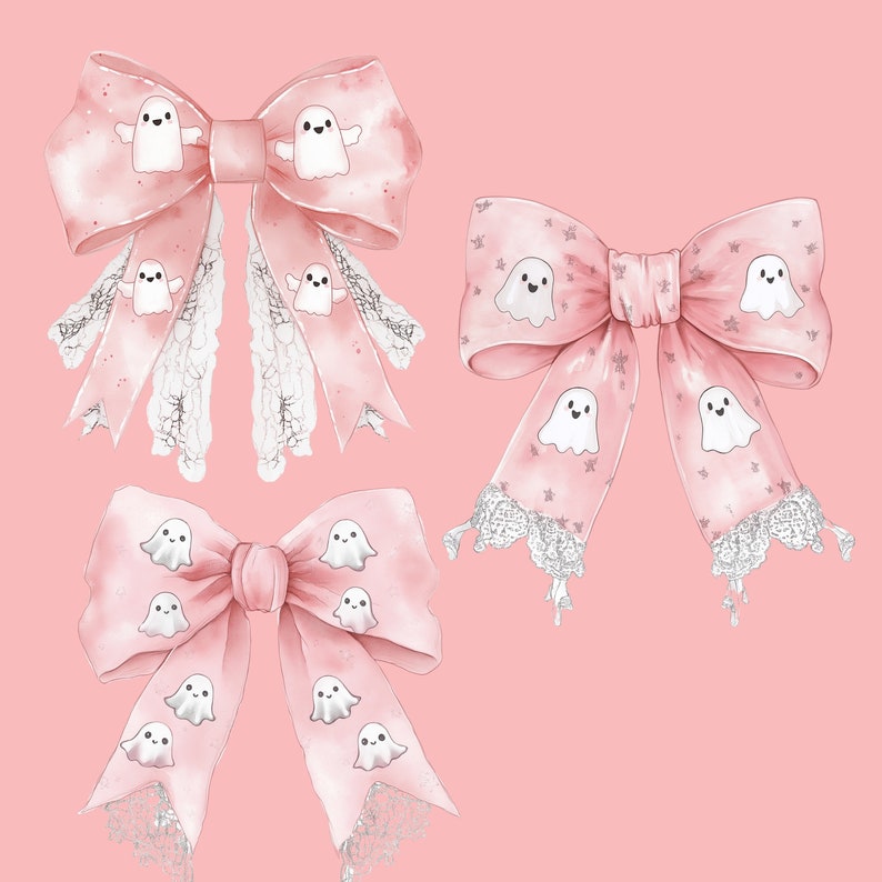 Halloween Coquette Pastel Bows PNG Bundle Spooky Season Aesthetic ...