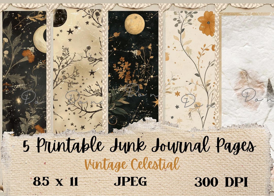 Vintage Celestial Junk Journal Printable Pages, Junk Journal Kit, 5 ...
