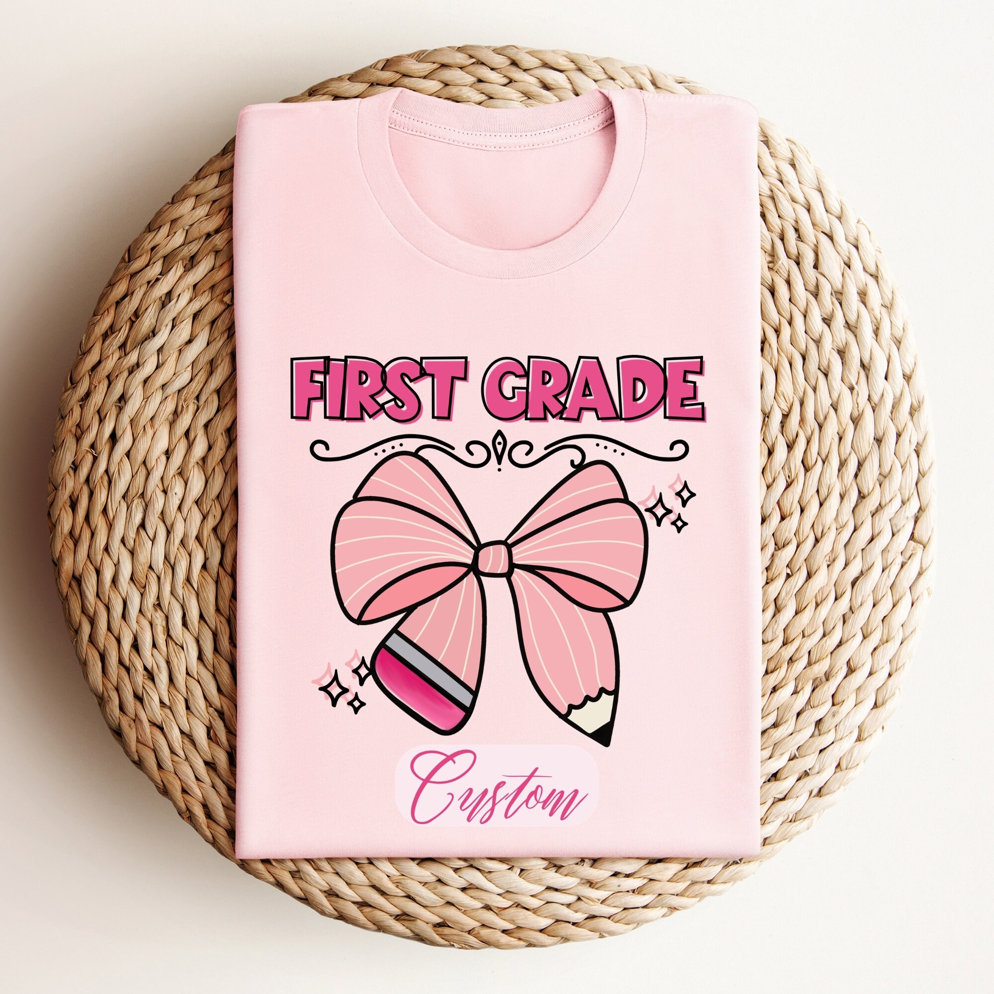 Editable Pencil Bow School Design Template for Girls, Canva Editable ...