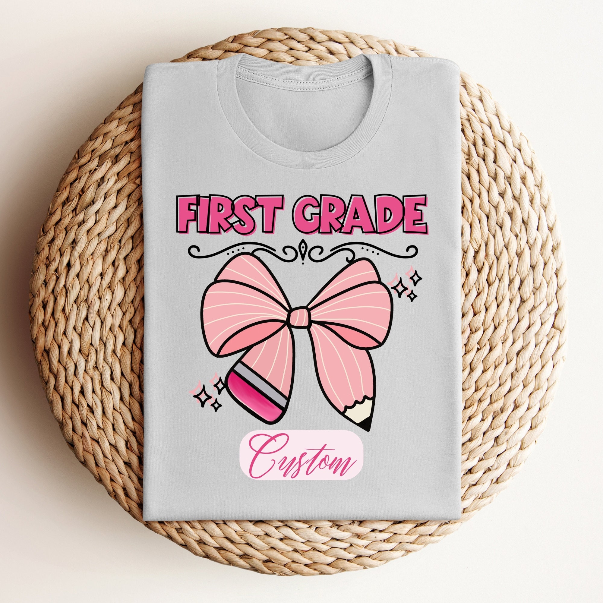 Editable Pencil Bow School Design Template for Girls, Canva Editable ...