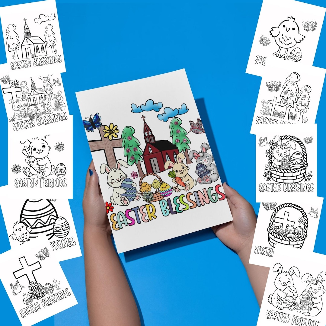 Cute Printable Easter Coloring Book, Bundle of 10 Kids Easter Fun ...