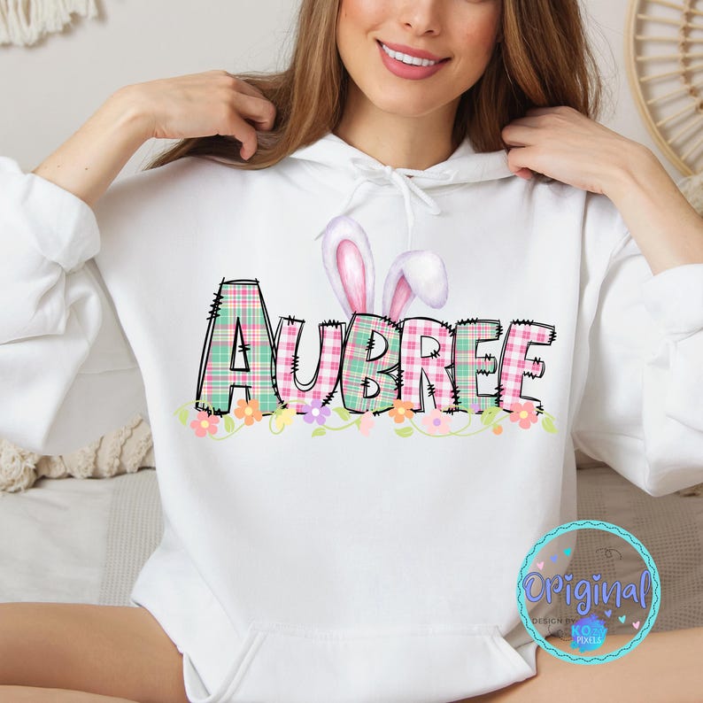 Easter Doodle Numbers & Letters, Pink Plaid Pattern, Create Your Own ...