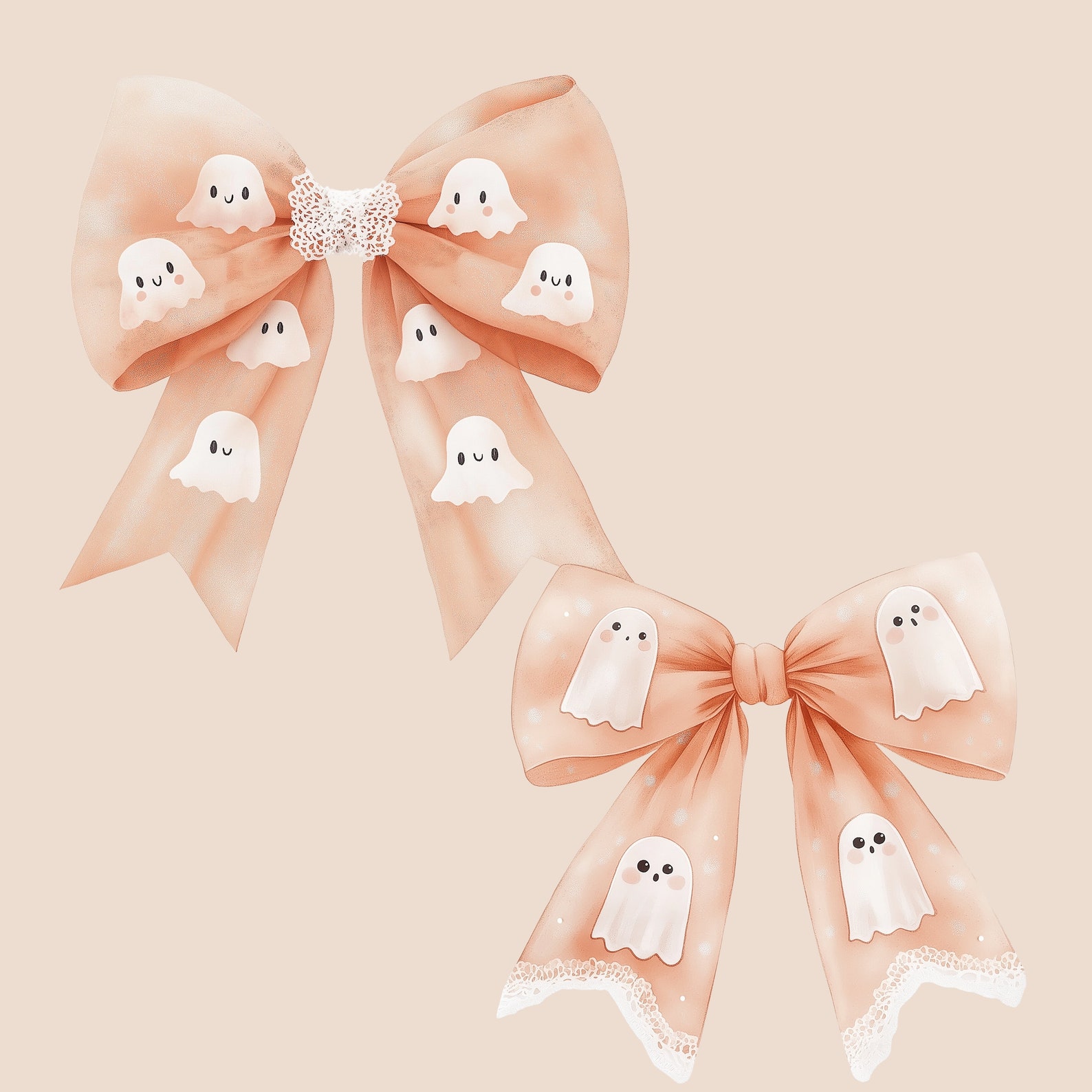 Halloween Coquette Pastel Bows PNG Bundle Spooky Season Aesthetic ...