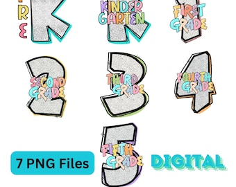 School Grades Retro Png Pre K First Second Third Fourth Fifth Grade - Etsy