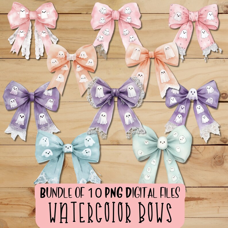Halloween Coquette Pastel Bows PNG Bundle Spooky Season Aesthetic ...