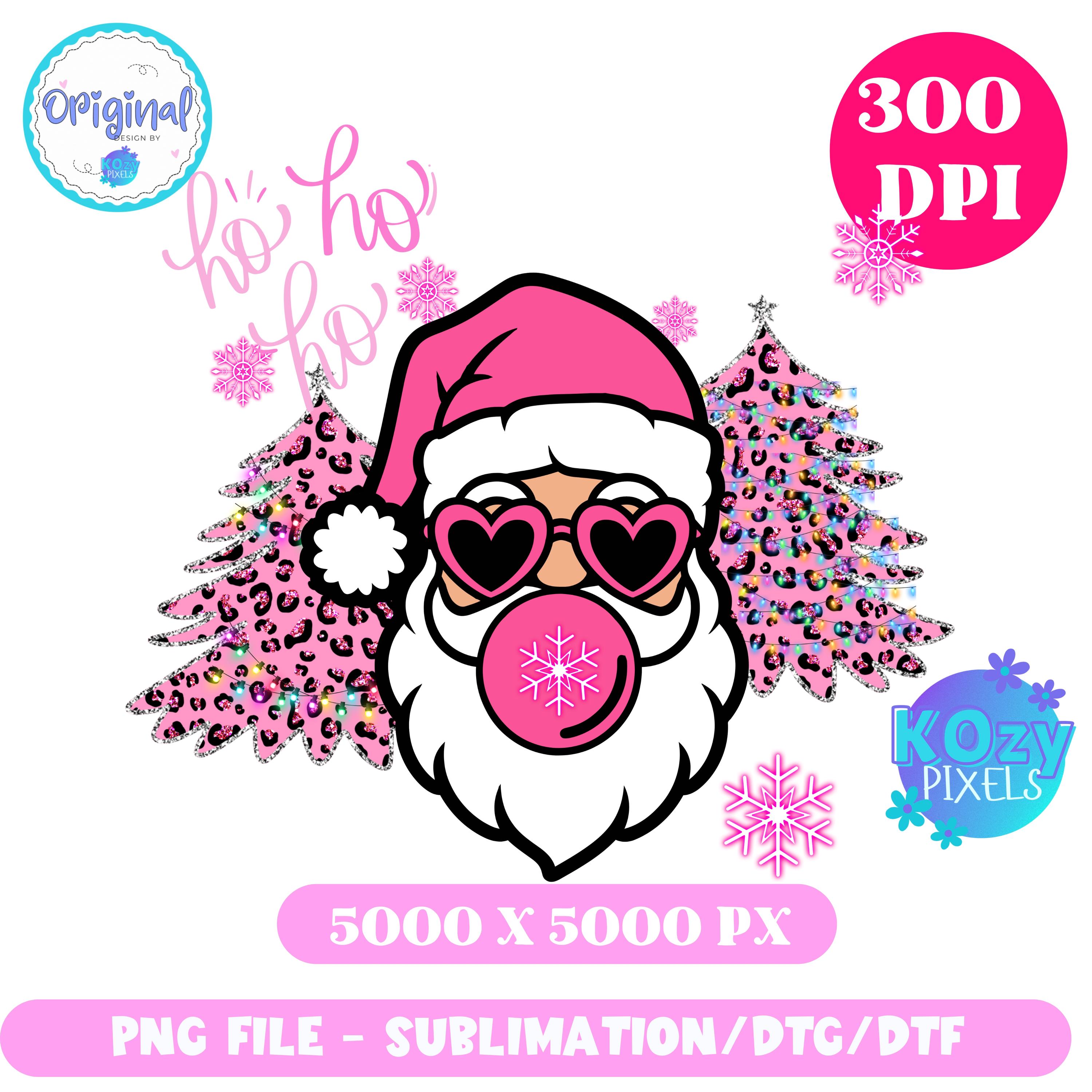 Pink Christmas PNG, Cool Santa, Leopard Pink Christmas Trees, Hohoho ...