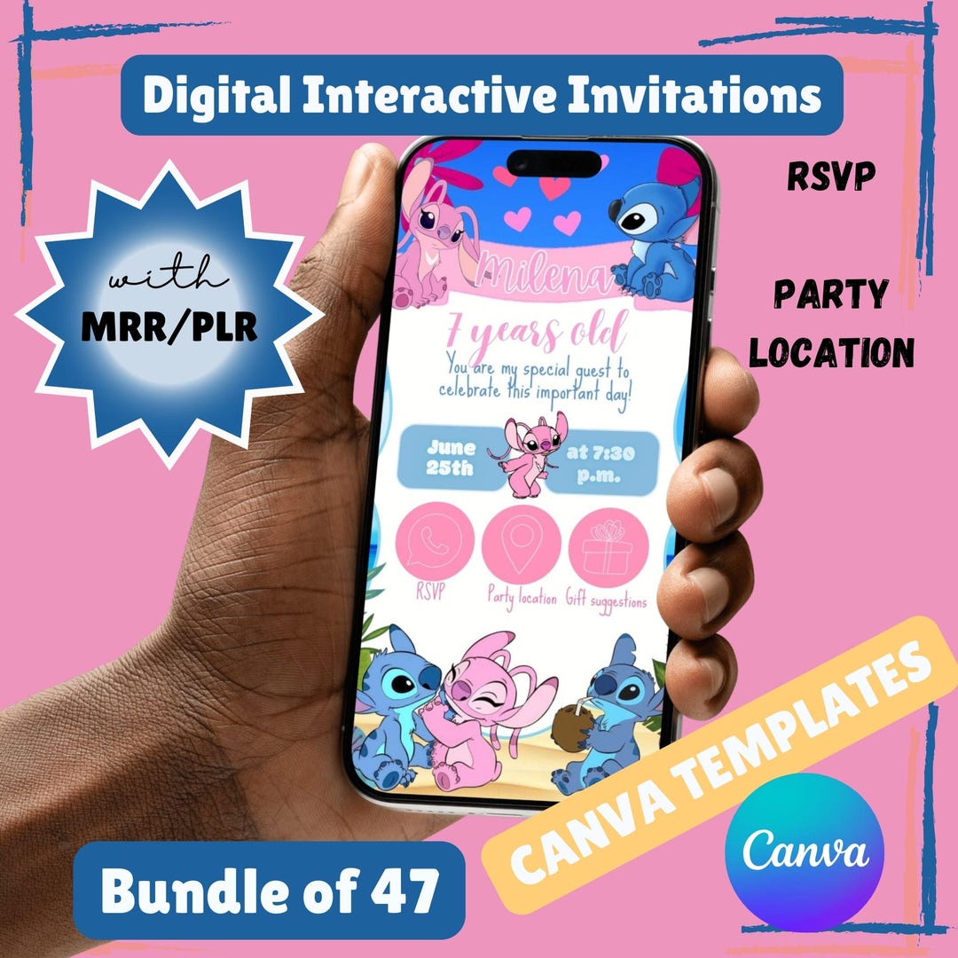 Interactive Kids Digital Birthday Invitations With MRR/PLR, RSVP, Party ...