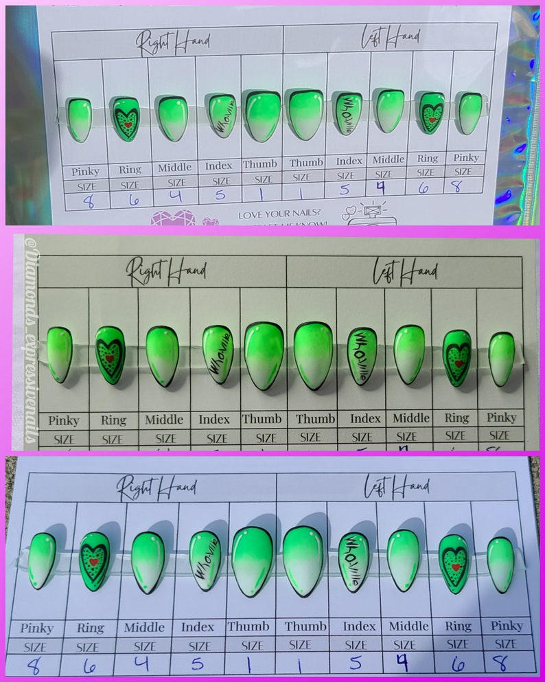Green and White Grinch Inspo Pop Art Press on Nails - Etsy