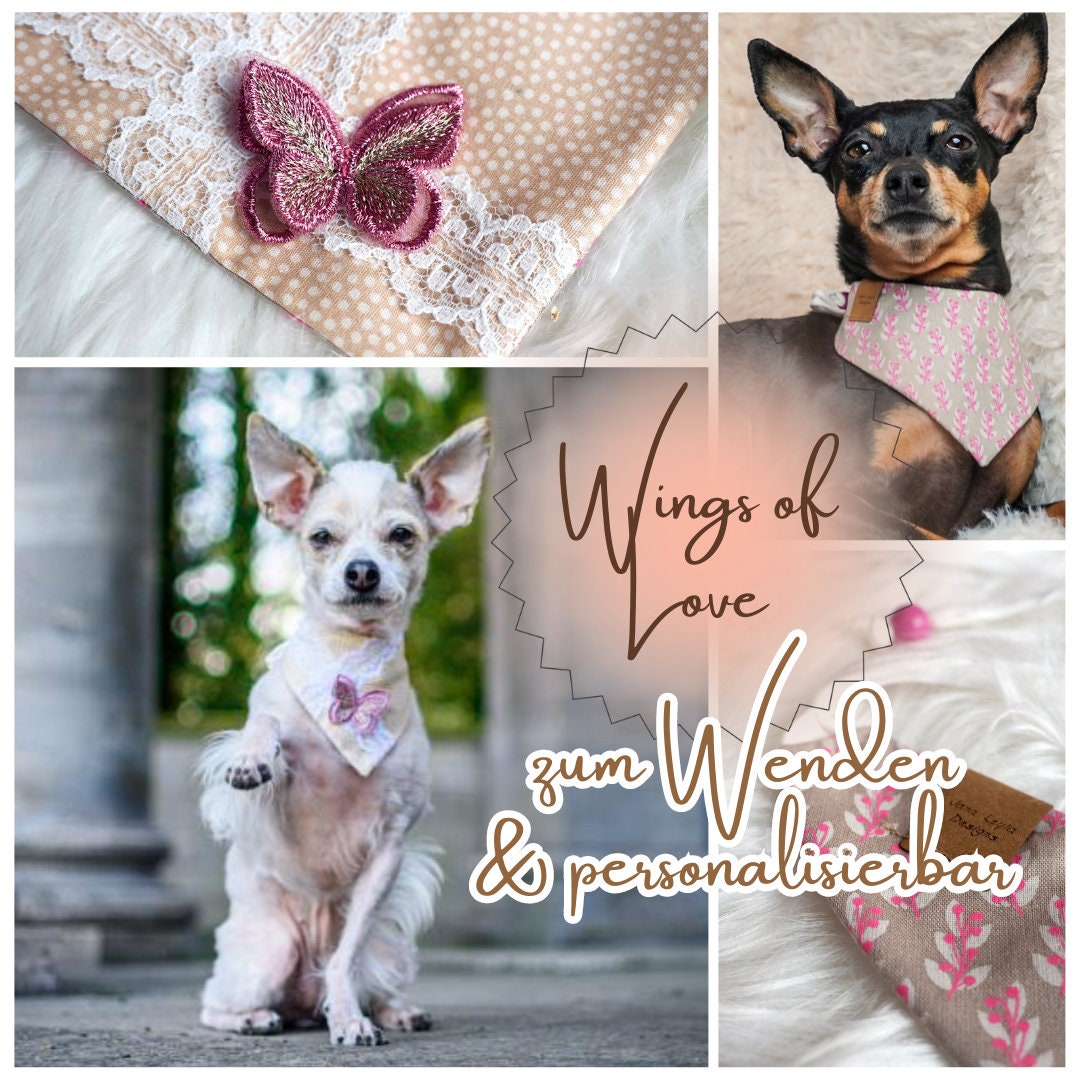 Personalized Dog Scarf Dog Gift Cat Scarf Butterfly Lace Pink Wings of ...
