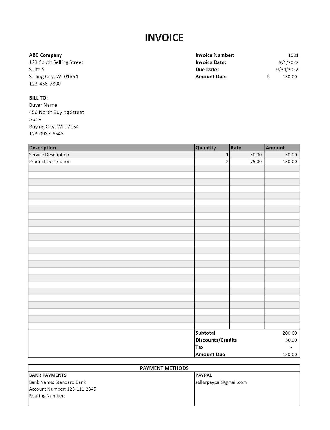 Client Invoice Template - Printable From Excel and to PDF With Auto ...