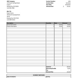 Client Invoice Template - Printable From Excel and to PDF With Auto Calculations - Instant ...