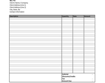 Client Invoice Template Printable From Excel and to PDF With Auto ...